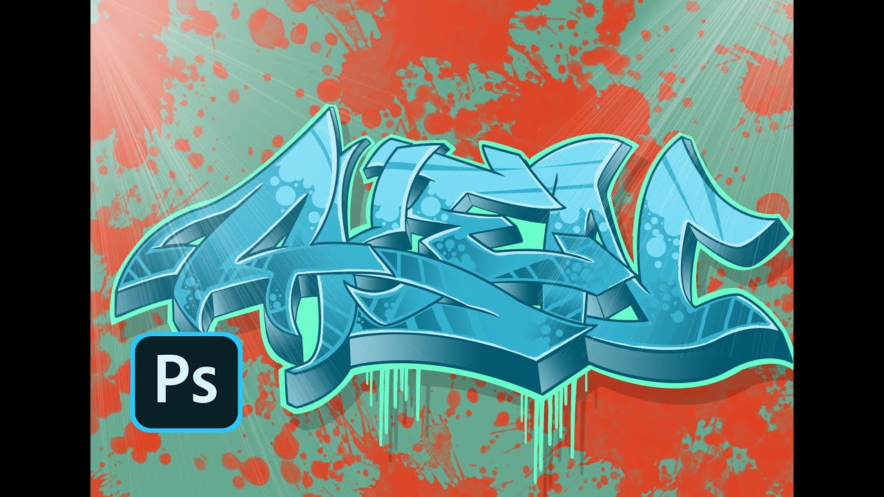 Aken Graffiti 2 | Graffiti Speed Art - Adobe Photoshop - YouTube
