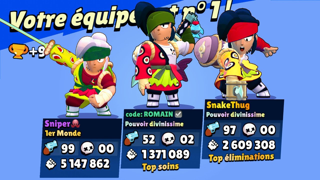 🏆 je joue avec le 1er MONDE SNIPER BS 🐙 et SNAKETHUG 🐍 et PACK OPENING Brawl Stars Bob l'éponge ...