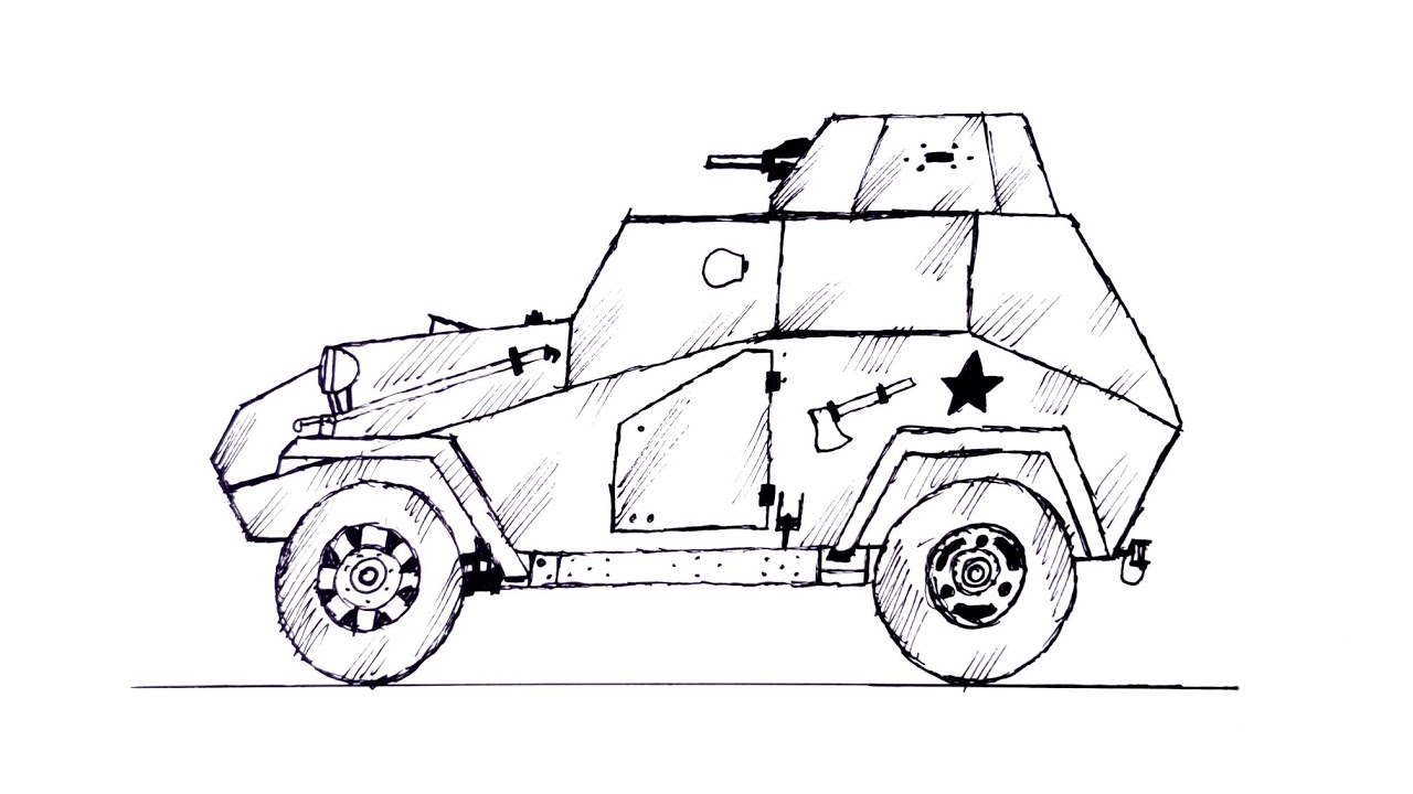 How to draw a Soviet armored car | WW2 | Easy - YouTube