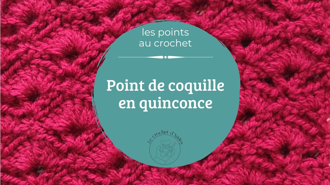 Point de coquille en quinconce au crochet - YouTube
