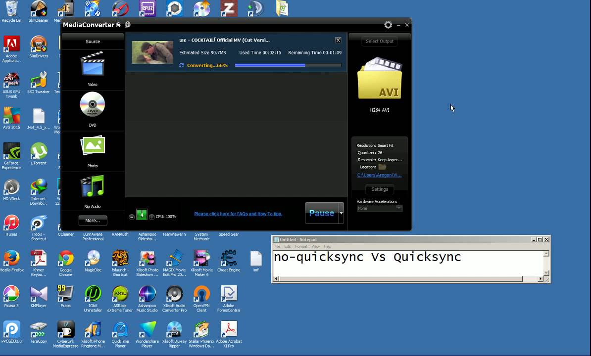 No Quicksync vs QuickSync Conversion speed - YouTube