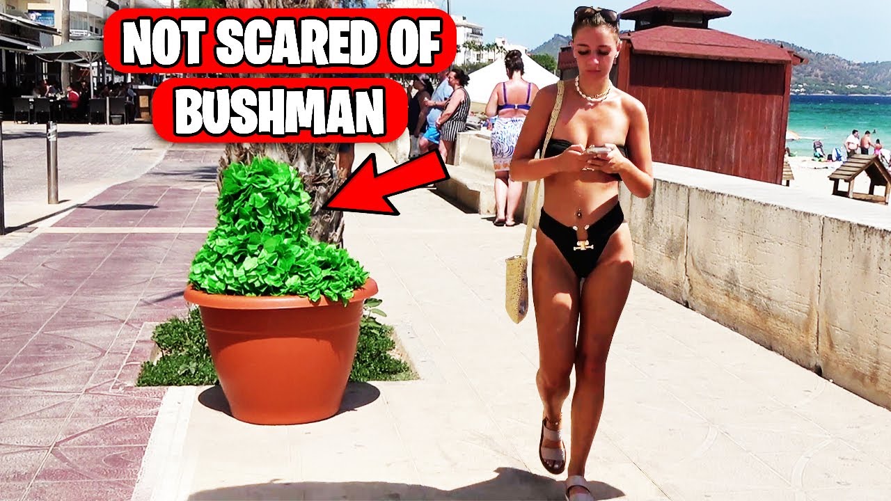 BUSHMAN PRANK: SHE'S NOT SCARED OF BUSHMAN - YouTube
