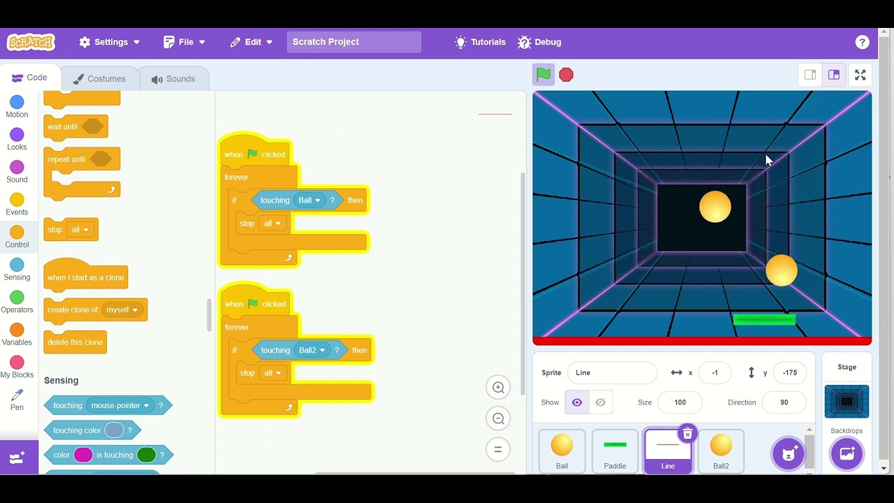 Scratch programming game app (pong game) - YouTube