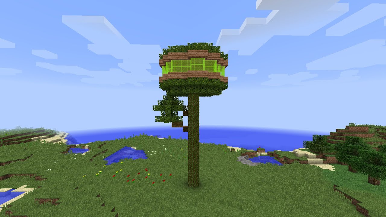 Minecraft:how to make a tree hut - YouTube