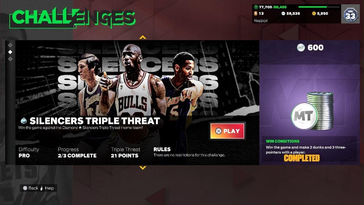 NBA 2K23 MyTEAM Skills Challenges - Silencers: Diamond Silencers Triple ...