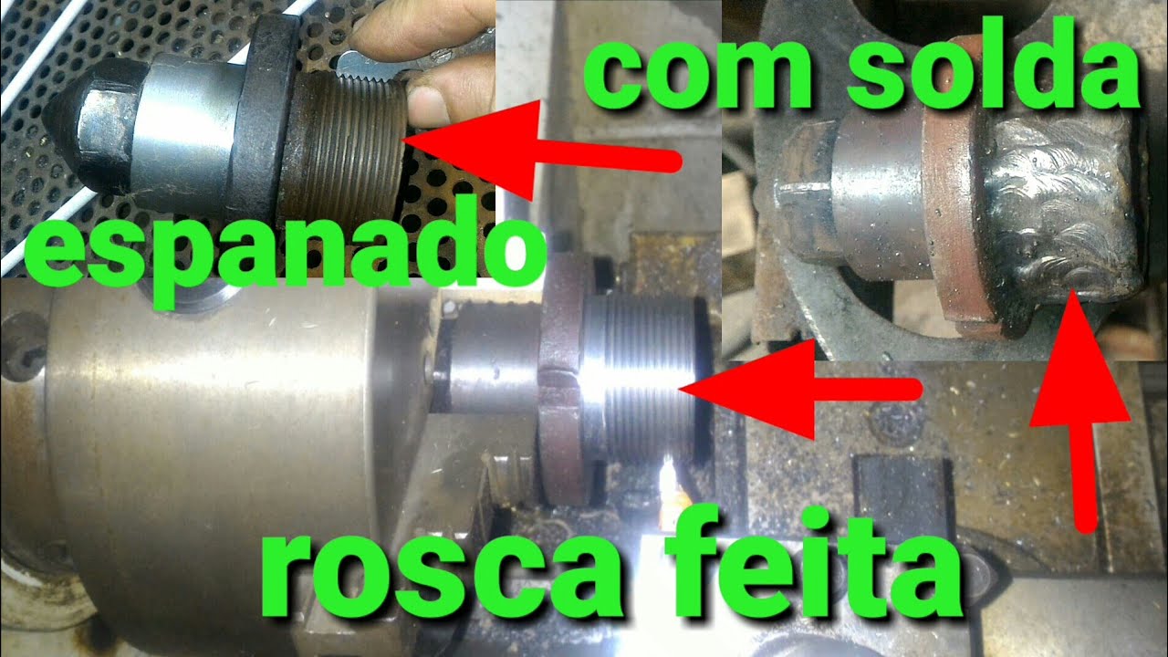 recuperando rosca espanada com solda elétrica, torno mecânico - YouTube
