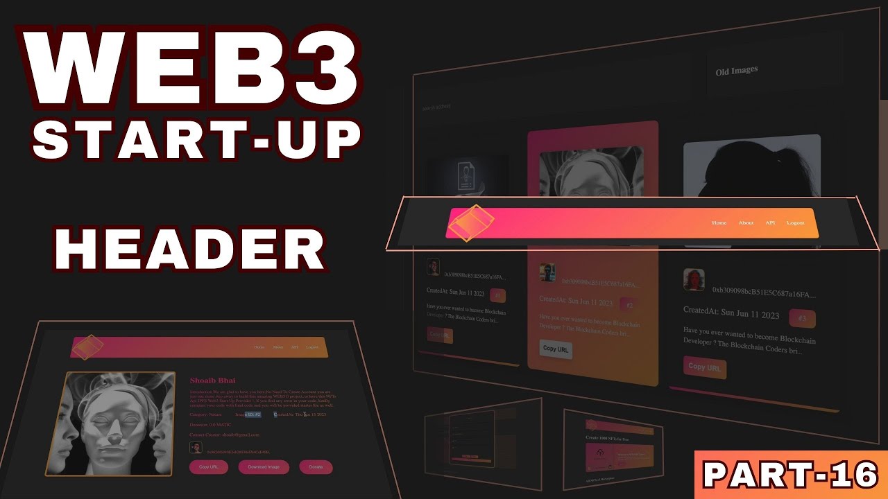 React Responsive Header Component | | Building Web3 NFTs API Start-Up ...