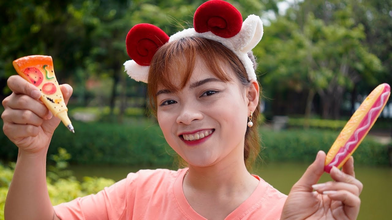 Chị Tặng Em Bút Hình Đồ Ăn BIBI TV - YouTube