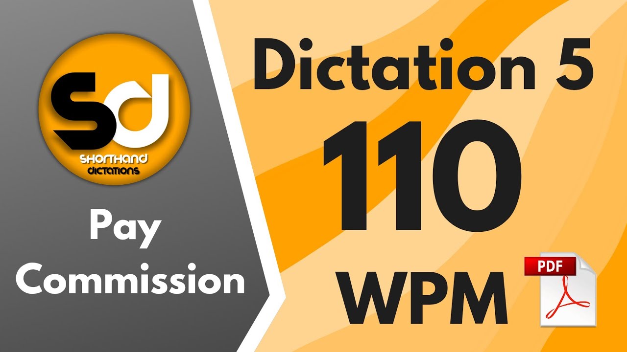Shorthand Dictations | #5 | 110 wpm | Pay Commission - YouTube