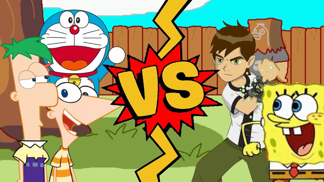M.U.G.E.N. Battles | Doraemon/Phineas & Ferb vs SpongeBob/Ben 10 - YouTube