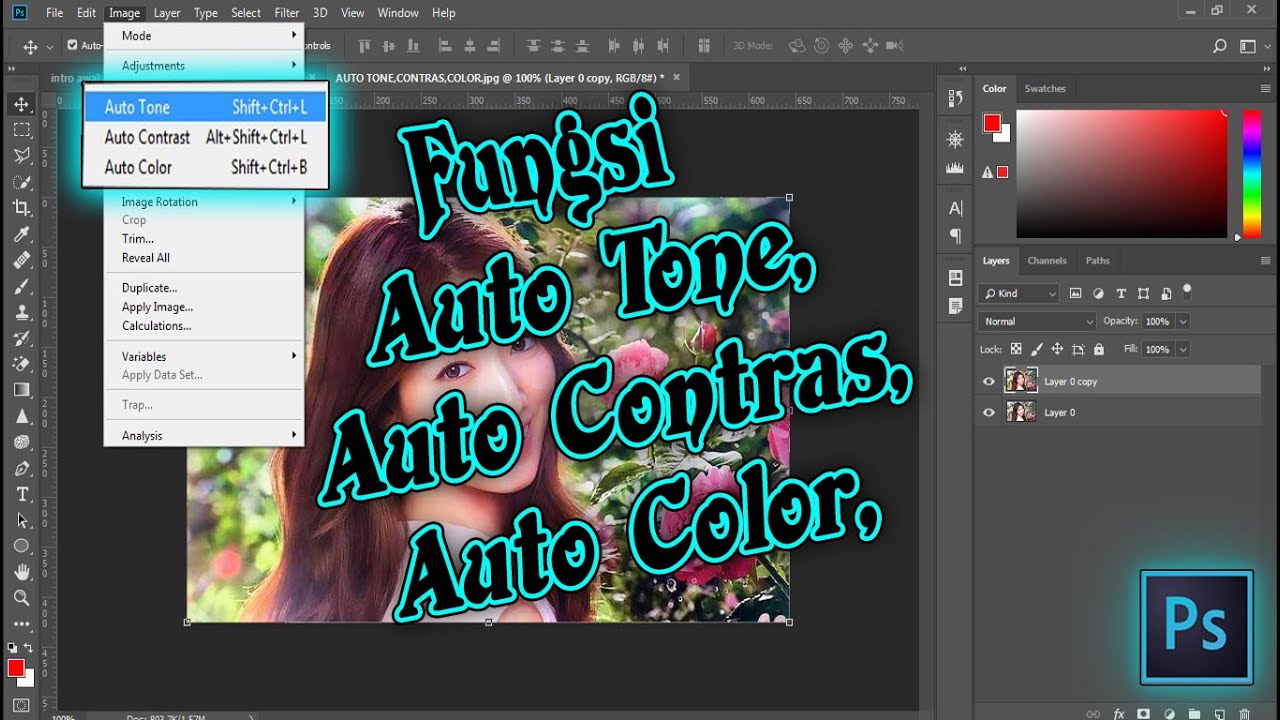 Fungsi Menu Auto Tone, Auto Contras, dan Auto Color Di Photoshop - YouTube
