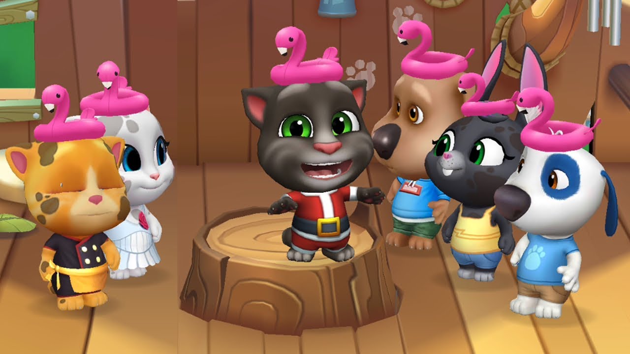 My Talking Tom Friends | Swimming Pool Pets & Flamingo Ring | IOS App ...