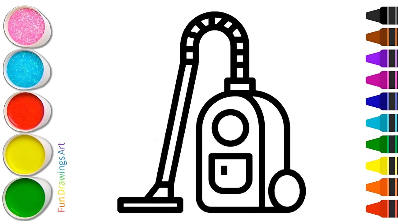 Vacuum Cleaner Drawing 🧹⚡ Drawing and Coloring Easy Step by Step ...