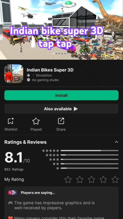 Indian bike super 3d tap tap se real download kare #tranding #automobile #bikeindia #gaming ...