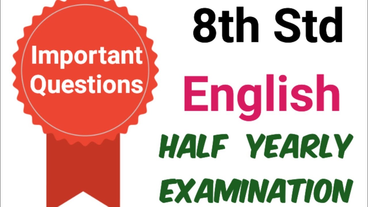 8th Std - English | Half Yearly Exam - Important Questions - YouTube