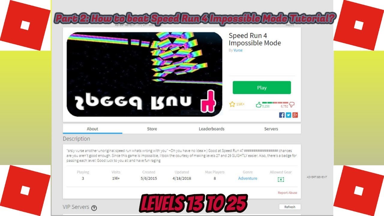 How to beat Speed Run 4 Impossible Mode on Roblox tutorial PART 2 ...