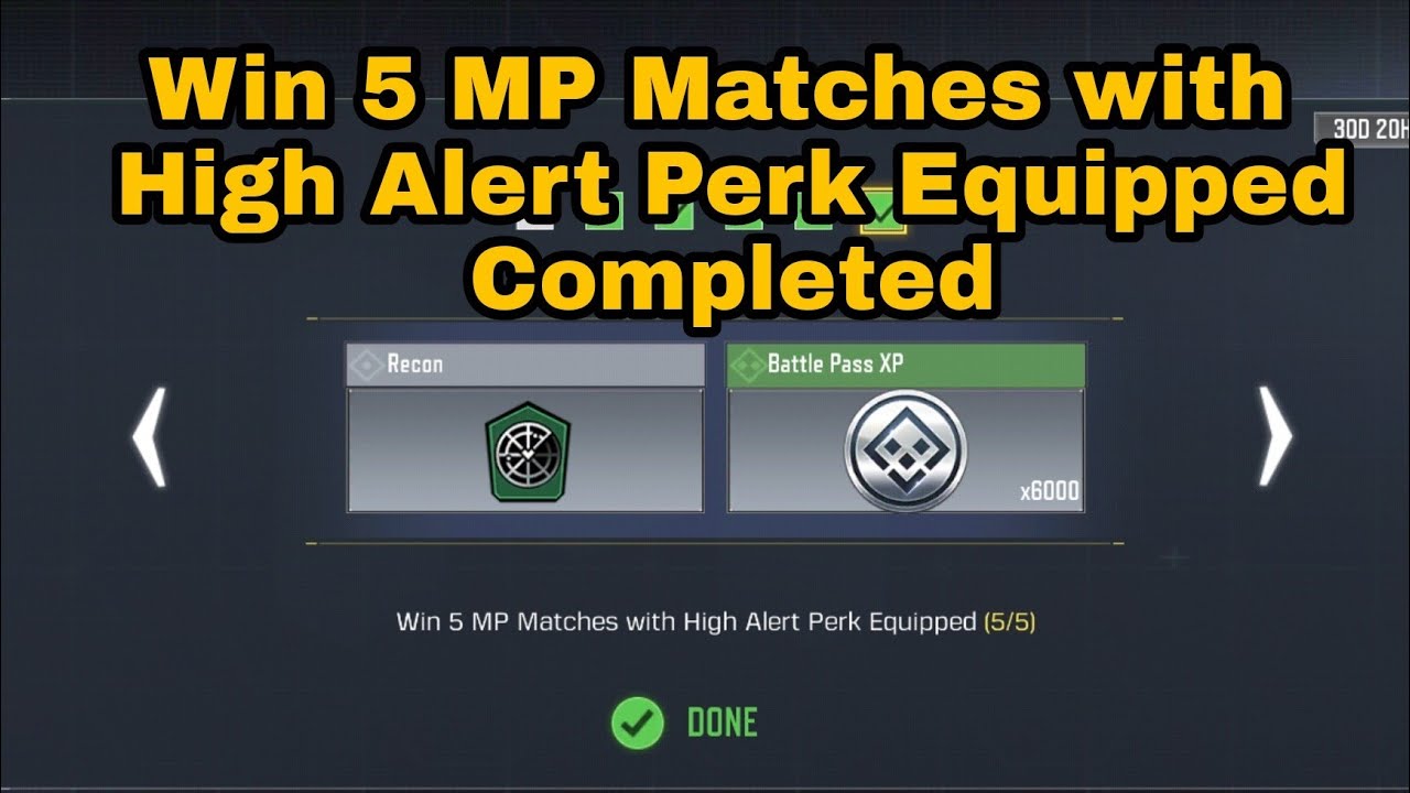 Win 5 MP Matches with High Alert Perk Equipped | Perk Prodigy COD ...