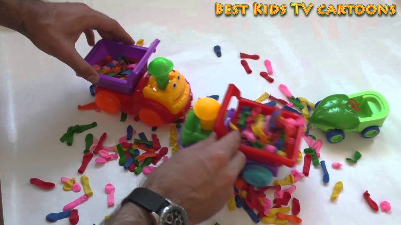Colored balls, train! machines play for young children - YouTube
