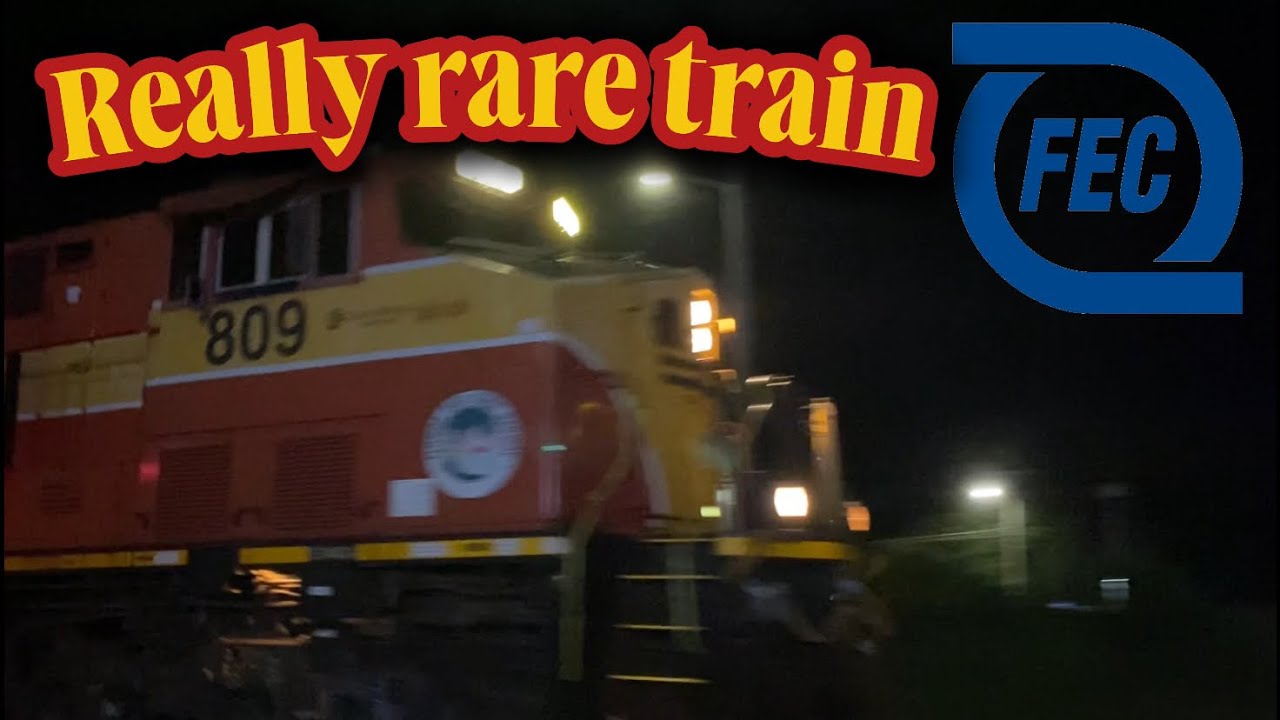 Really rare train (midnight railfanning on the FEC) - YouTube