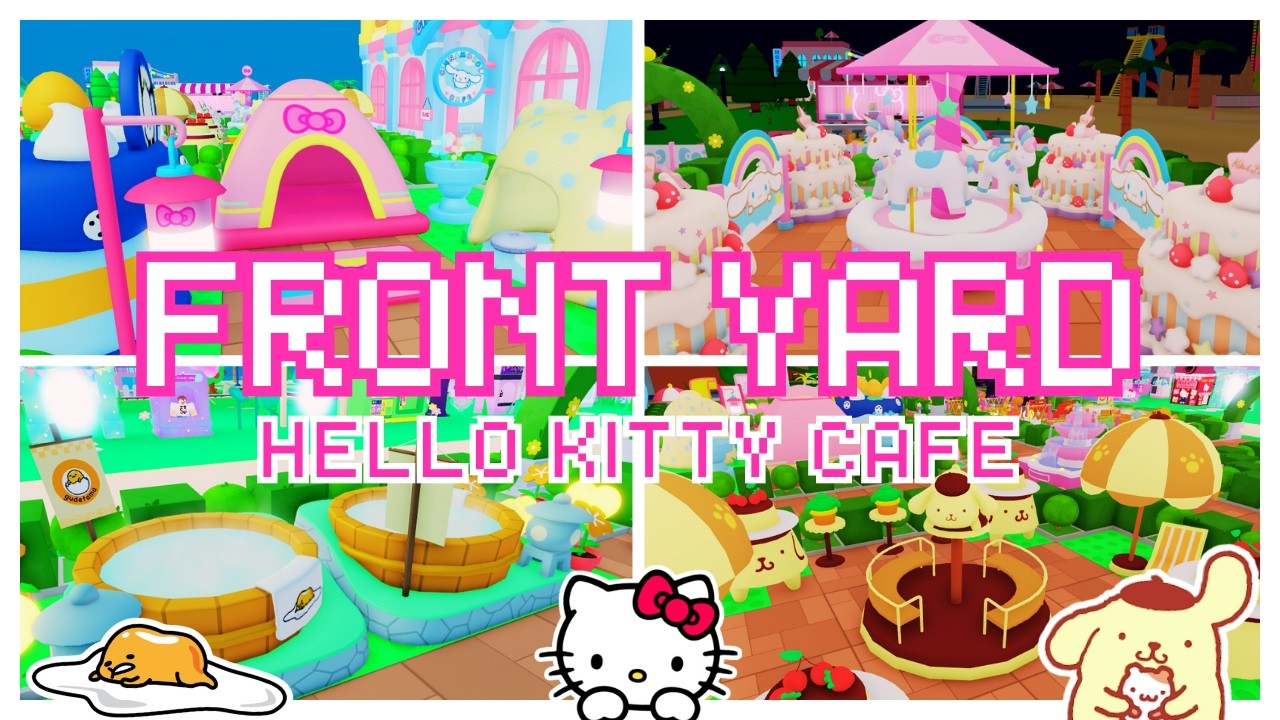 Roblox HELLO KITTY Cafe SPEEDBUILD | Building the FRONT YARD ...