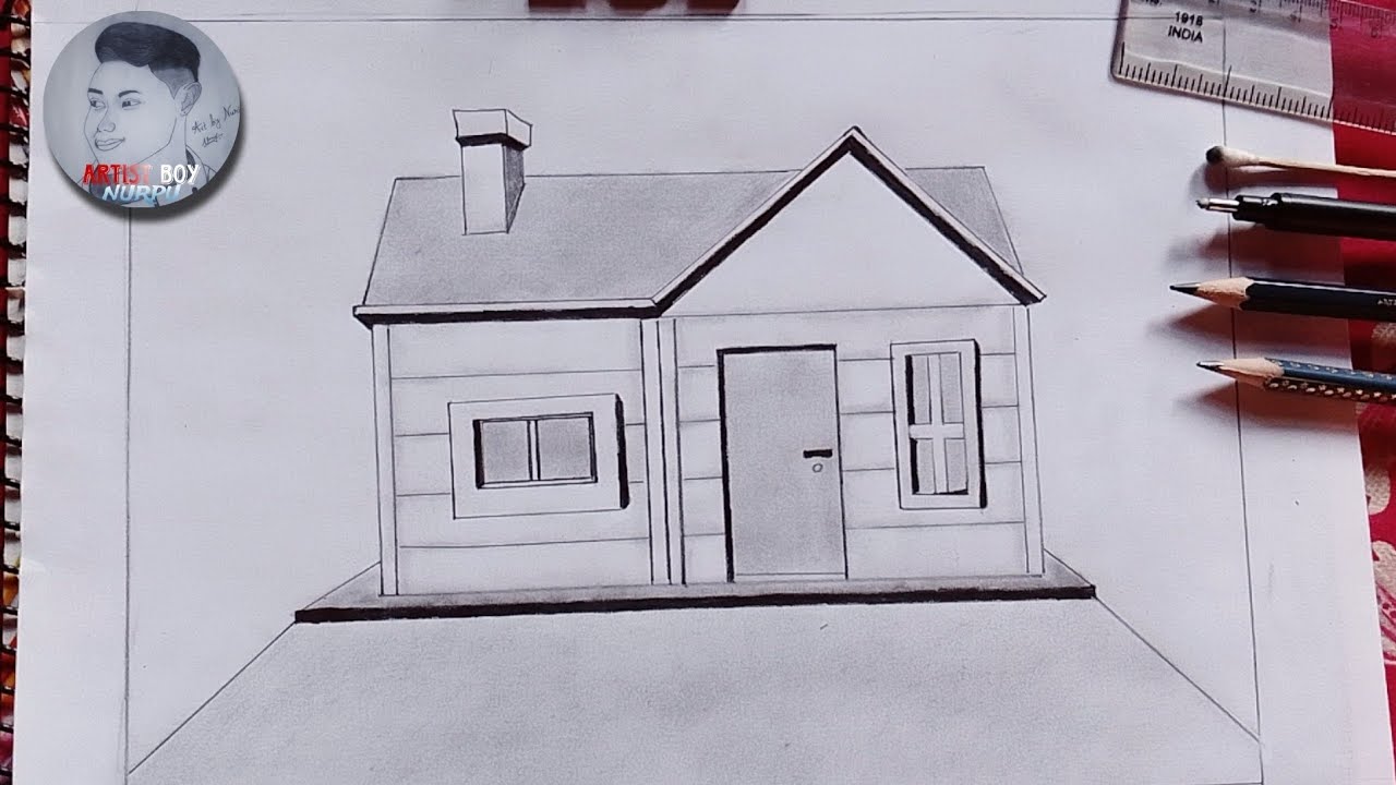 How to draw a realistic house drawing | step by step | draw with me ...