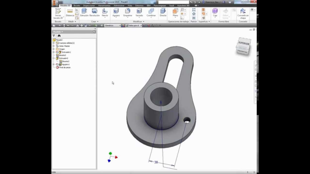 Autodesk Inventor Ejercicio de Extrusión - YouTube
