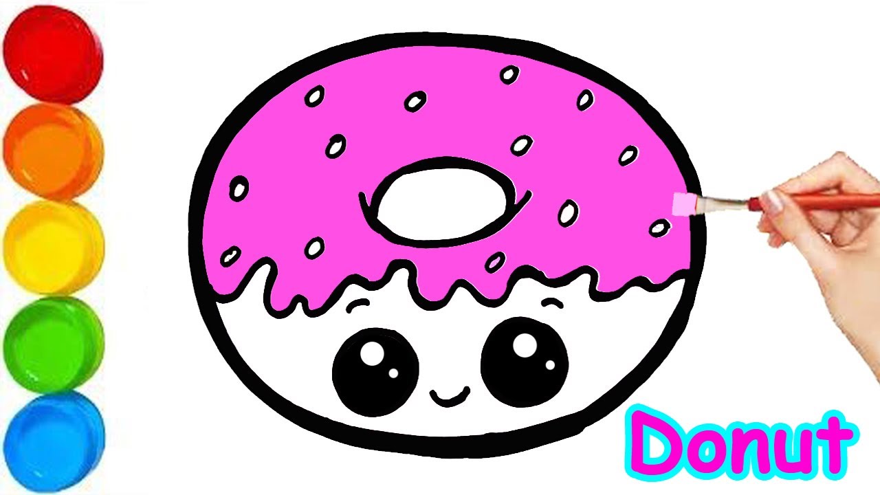 How to draw a donut easy | Drawing and coloring for kids - YouTube