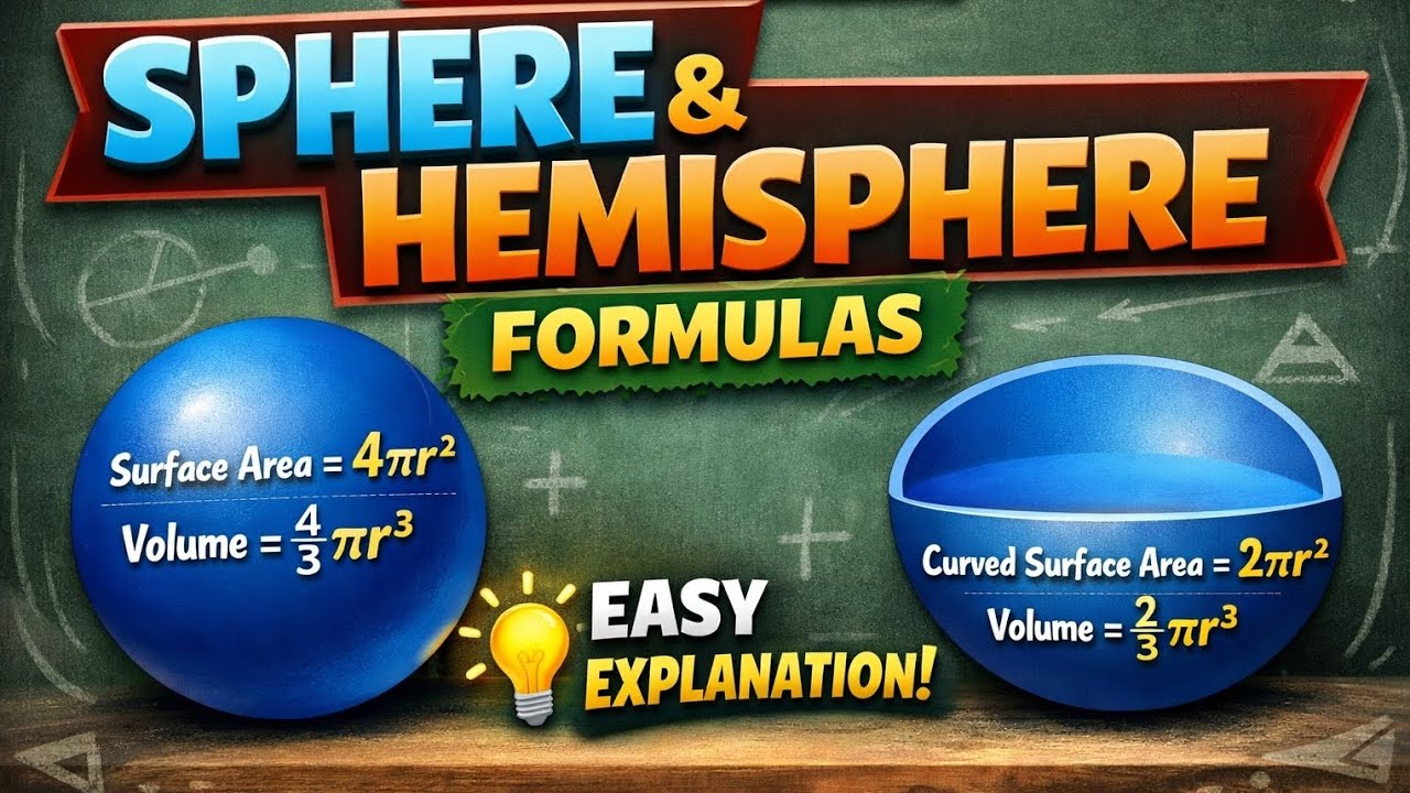 Easy explanation of sphere and hemisphere for class 9 # sphere formula ...