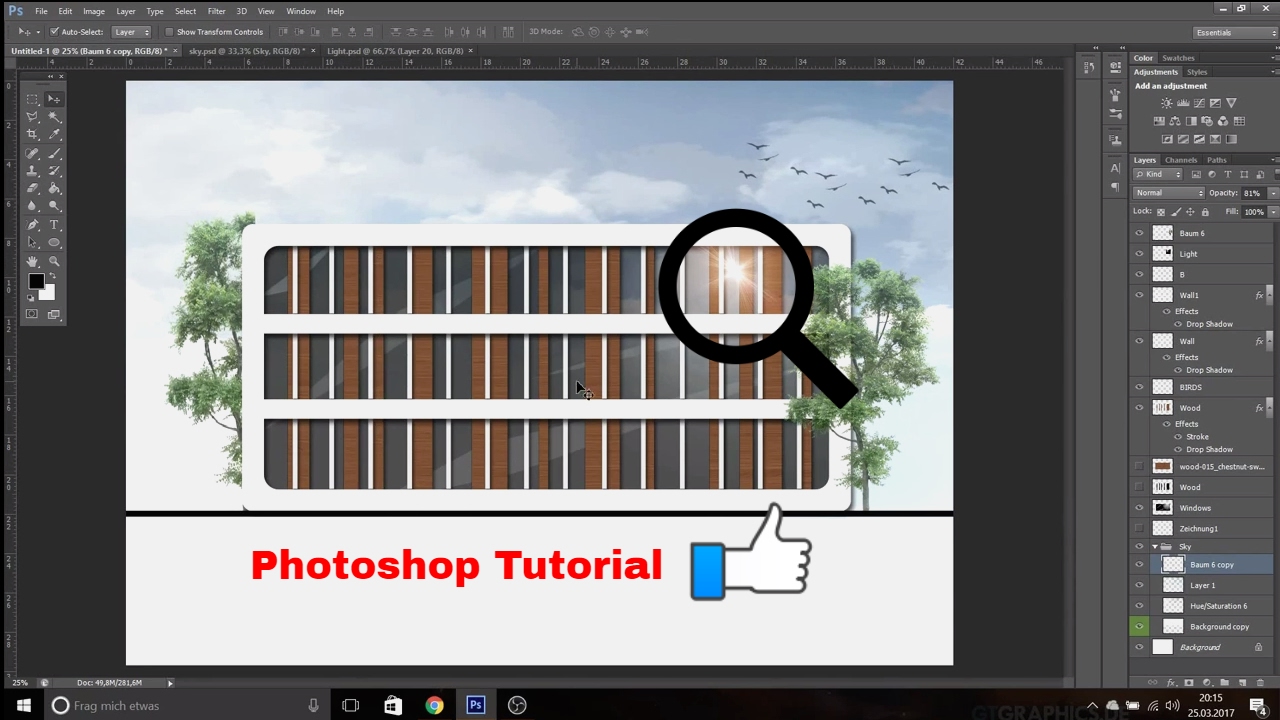 Architecture Section Photoshop Tutorial & Ansicht mit Photoshop - YouTube