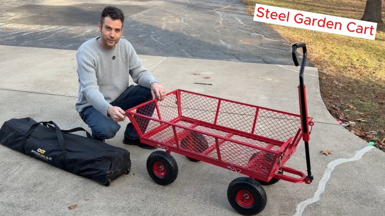 Mars Explo 900lb Heavy Duty Steel Garden Cart - YouTube