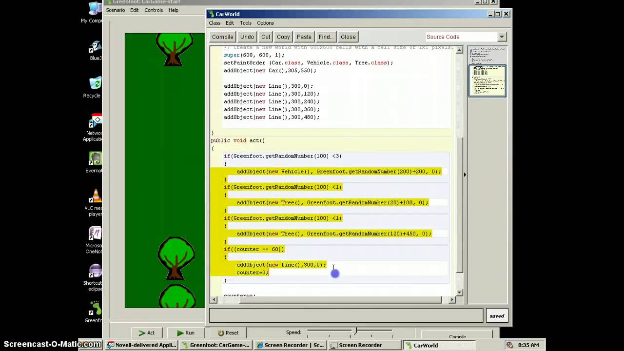 Greenfoot car game - YouTube