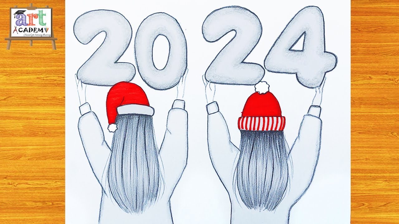 تعلم رسم صديقات رسم سهل تعليم رسم بنات بقلم الرصاص رسم بنات سهل رسم راس السنة 2024 Youtube