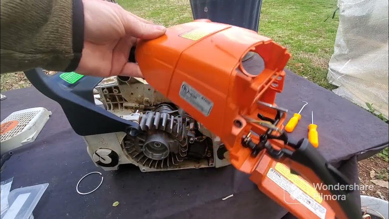 Stihl MS290 Chainsaw Low Compression Drops to Ground - YouTube