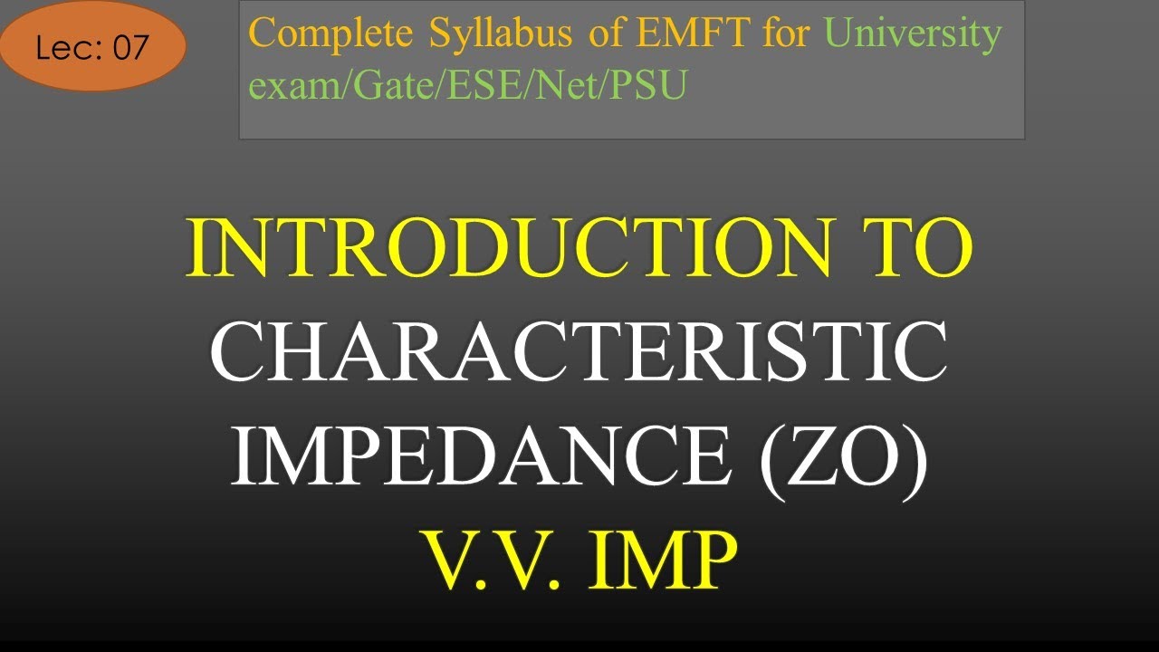 Introduction to Characteristic Impedance (Zo) and Expression | EMFT | R ...