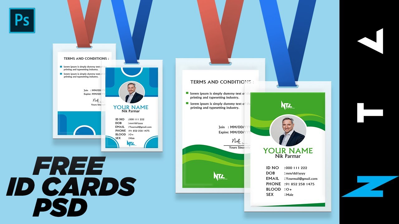 Free id cards PSD file Download| Photoshop tutorial || NTC || 2020 ...