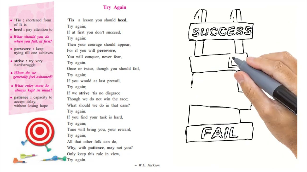 2 1 try again Poem explanation with intext questions - YouTube