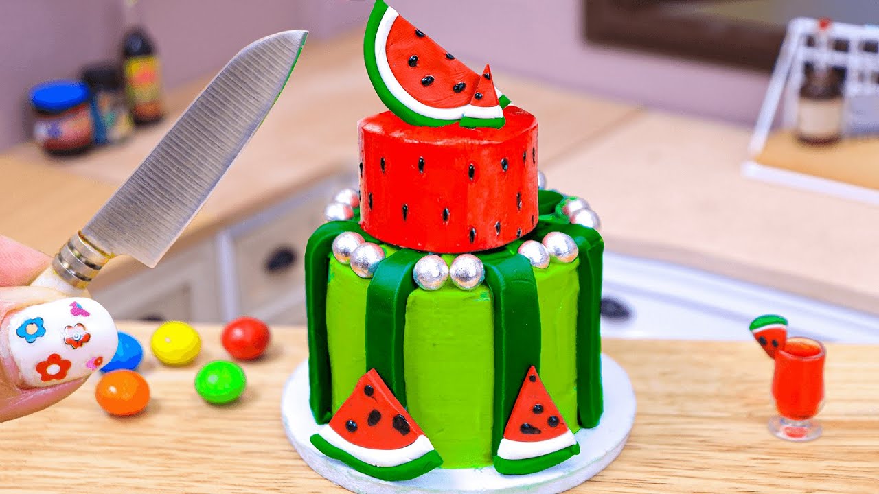 Yummy Watermelon Cake 🍉 Best Miniature Buttercream Watermelon Chocolate ...