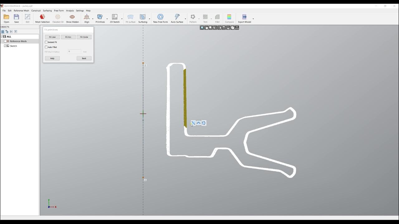 QS Tutorials: Automatic Fillet in 2D Sketch - How to do Reverse Engineering with QUICKSURFACE ...