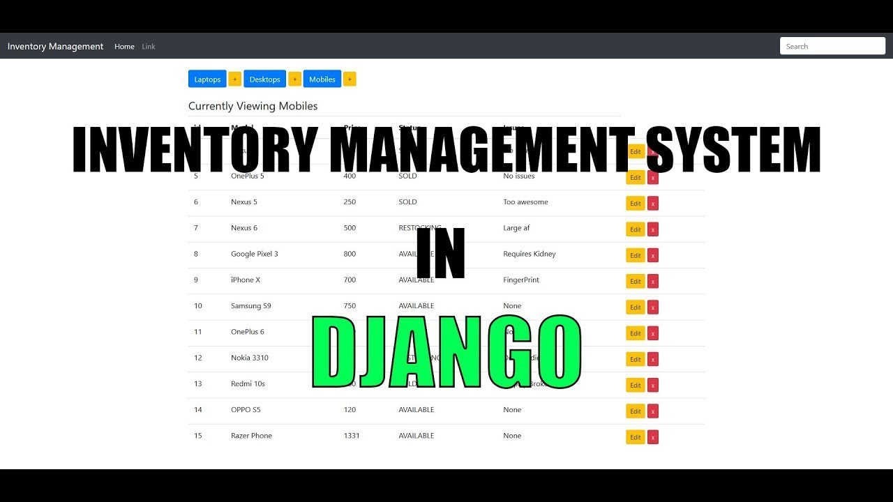 Inventory Management #django #python - YouTube