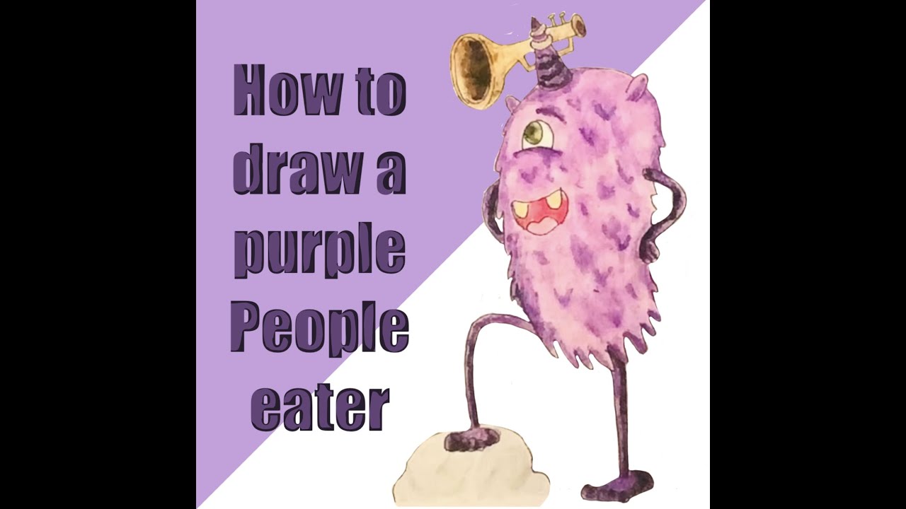 How to draw the purple people eater - YouTube