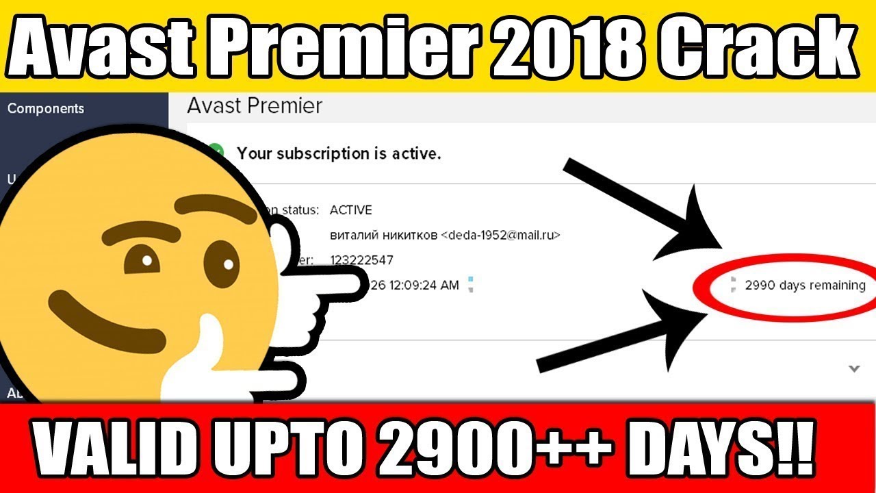 Avast Premier 2018 License Valid Up to 2900+ Days | License File ...