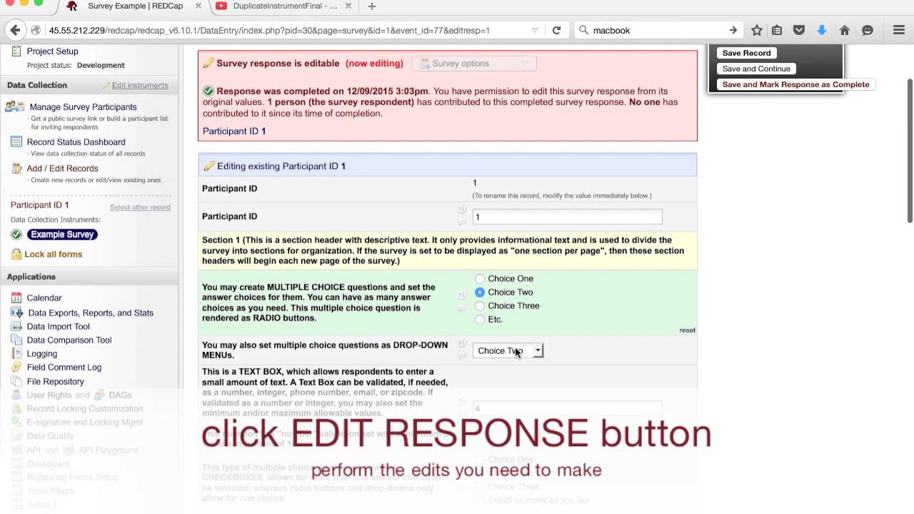 REDCap Edit Survey Responses YouTube REDCap Edit Survey Responses YouTube