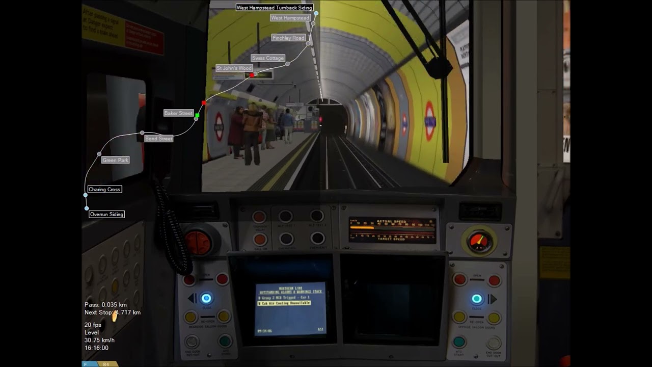 OpenBVE-LU Jubilee Line V3 Empty Stock Charing Cross to West Hampstead ...