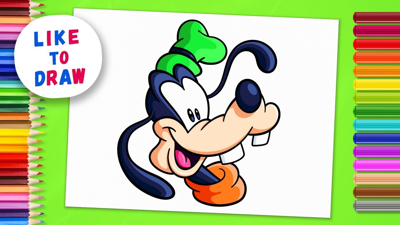 How to Draw GOOFY step by step | Walt Disney Fun Character Drawing ...