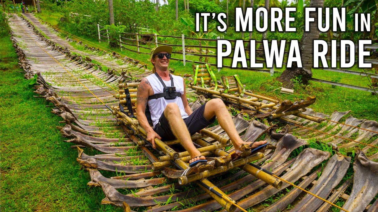 PHILIPPINES PALWA SLIDE RIDING BAMBOO SLED - (Coconut Leaf Track) - YouTube
