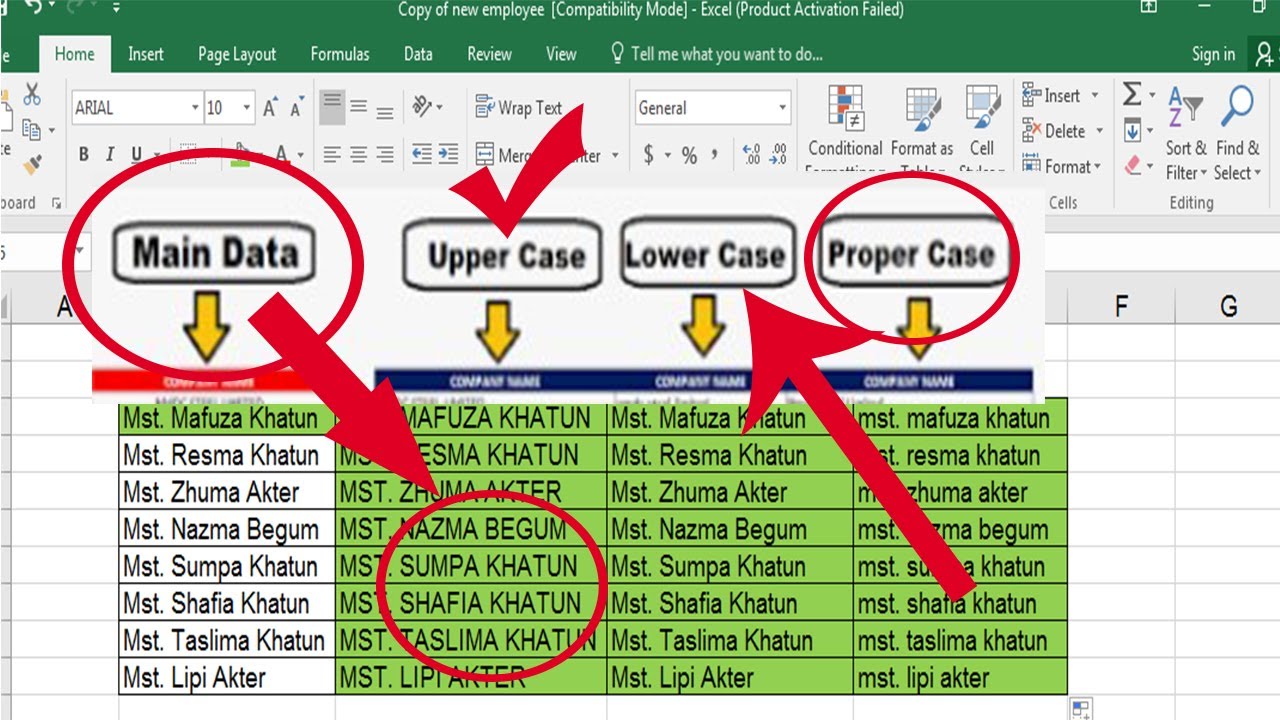 Ms Word And Excel Upper Lower Formula Upper Lower Proper Formula In Excel Excel Tips And