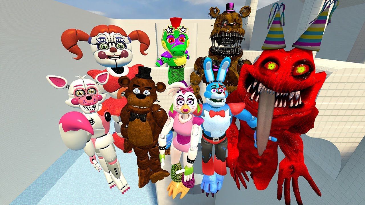 HYPER DESTROYING SIREN FNAF Security Breach ANIMATRONICS IN THE POOL ...