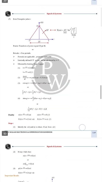 Fourier Transform Of Signal And Systems 4th Semester For Signals