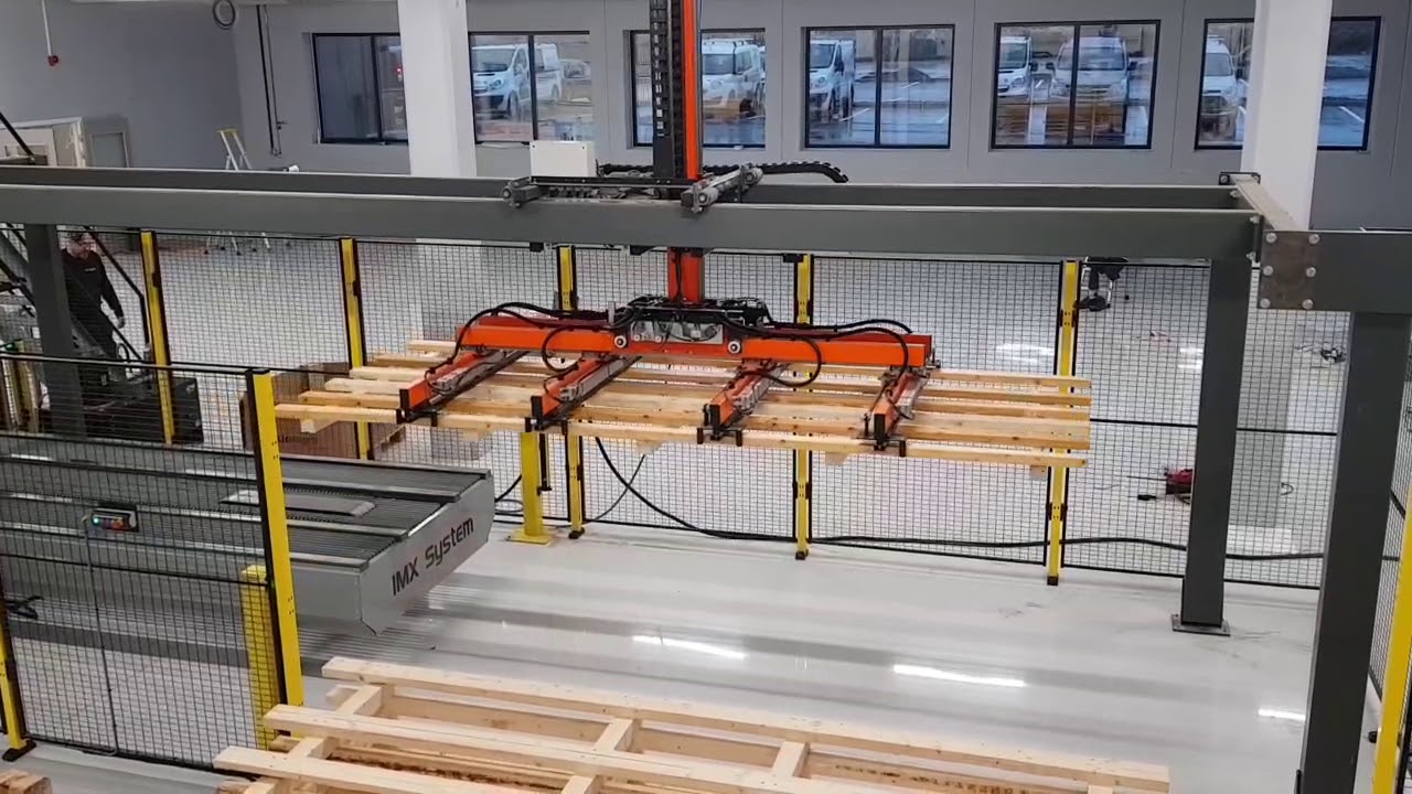 Portal robot pallet stacker - YouTube