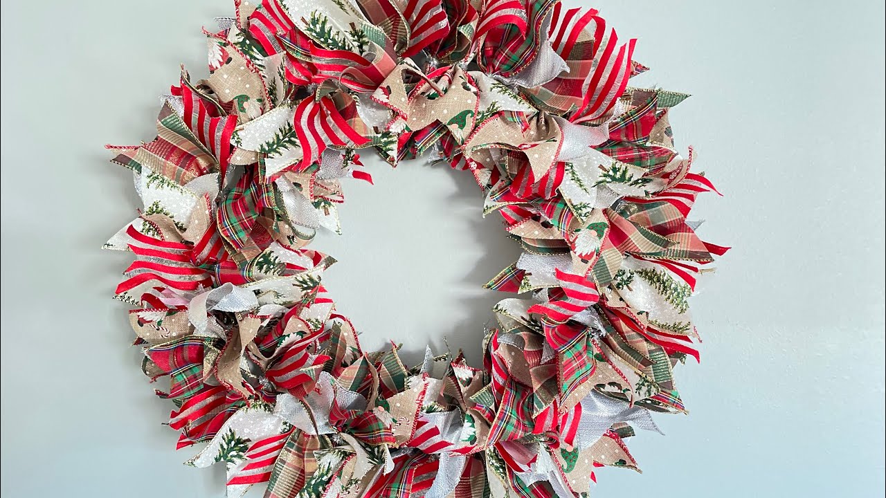 Easy Ribbon Christmas Wreath DIY | Christmas Decorations | Wreath ...